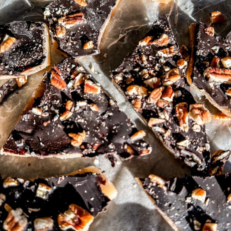 Dark Chocolate Pecan Toffee Recipe - Laughing Rooster Eats