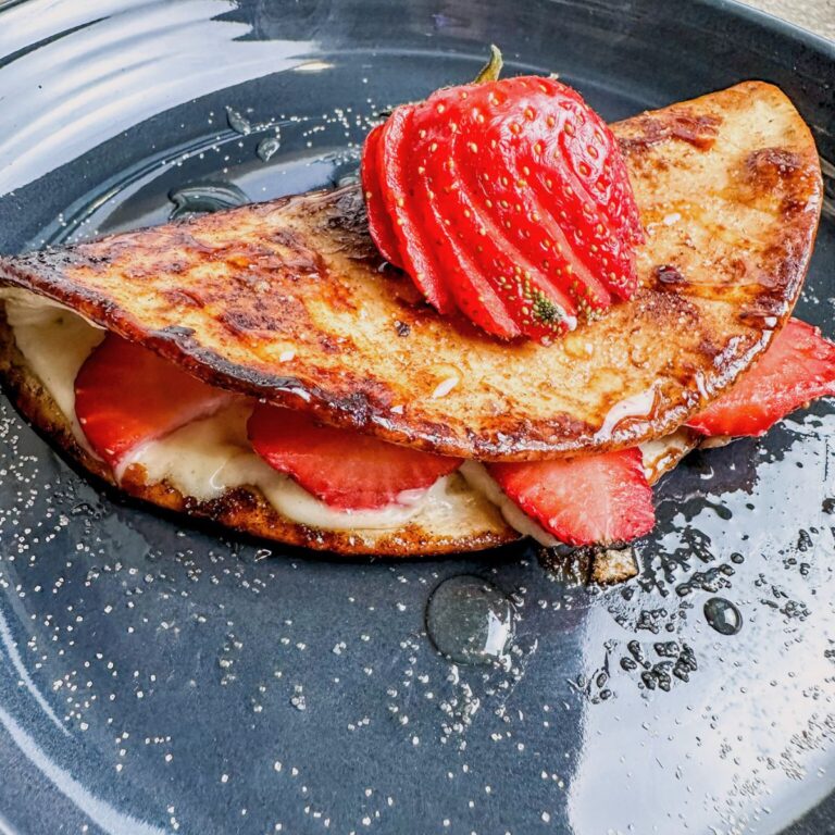 Strawberry Cheesecake Quesadilla Recipe - Laughing Rooster Eats