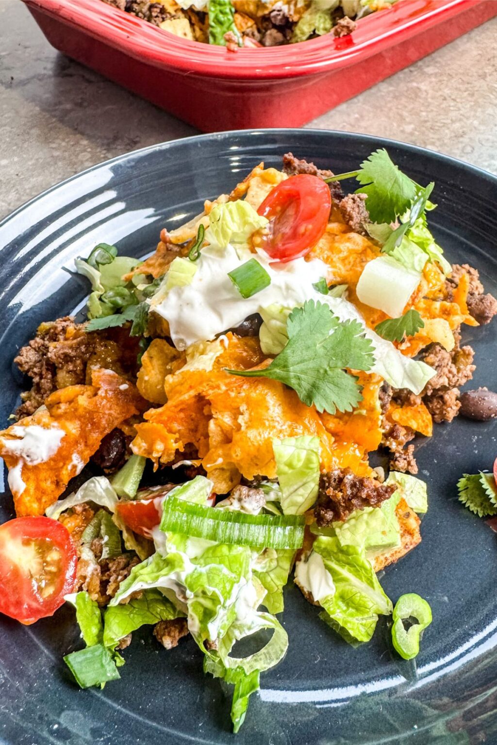 Supreme Walking Taco Casserole - Laughing Rooster Eats