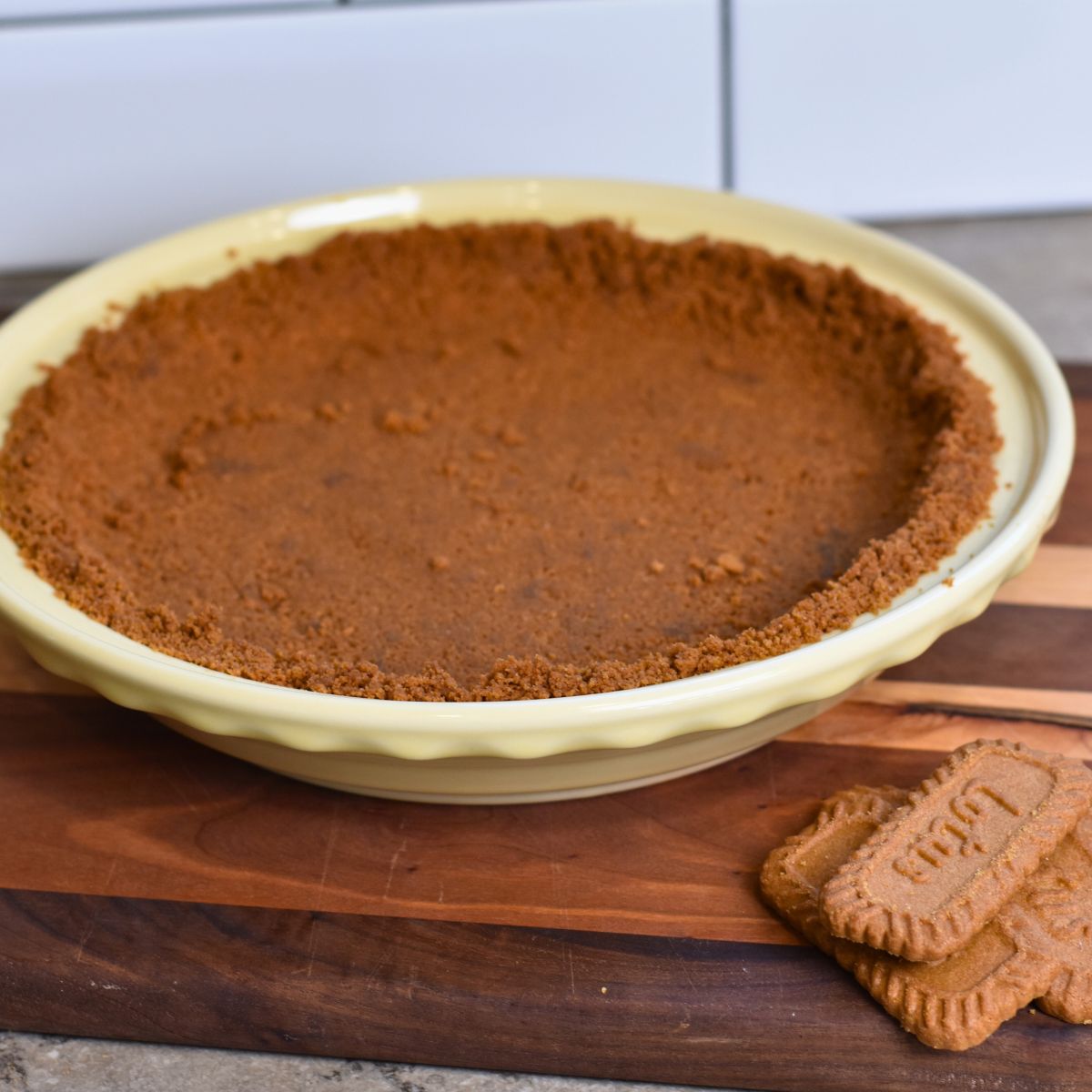 Biscoff Pie Crust - Laughing Rooster Eats